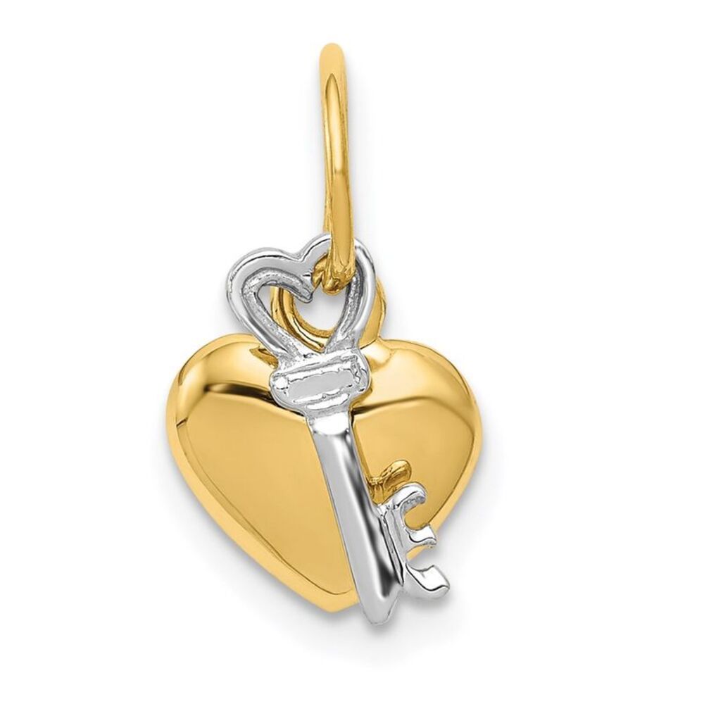 14k Yellow Gold Two-Tone Polished Moveable Key & Hear… - Gem